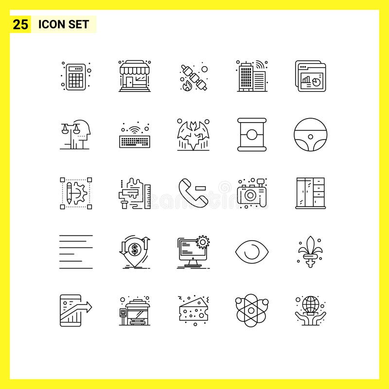 Group of 25 Lines Signs and Symbols for Rate, Analysis, Marshmallow ...