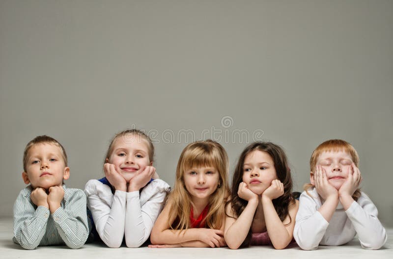 Group of Little Children Lying Stock Image - Image of preschooler ...