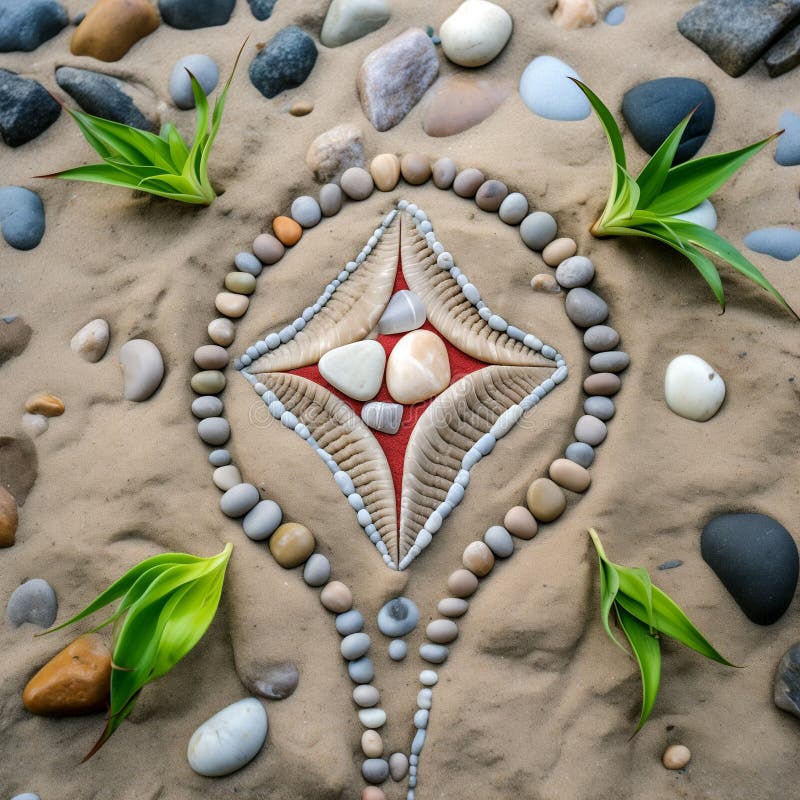 A Group of Little Pebbles Arranged in a Strange Pattern in Sand. Stock ...