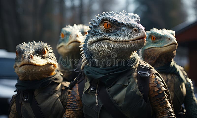 Group of Lizards Standing Together Stock Photo - Image of animals ...