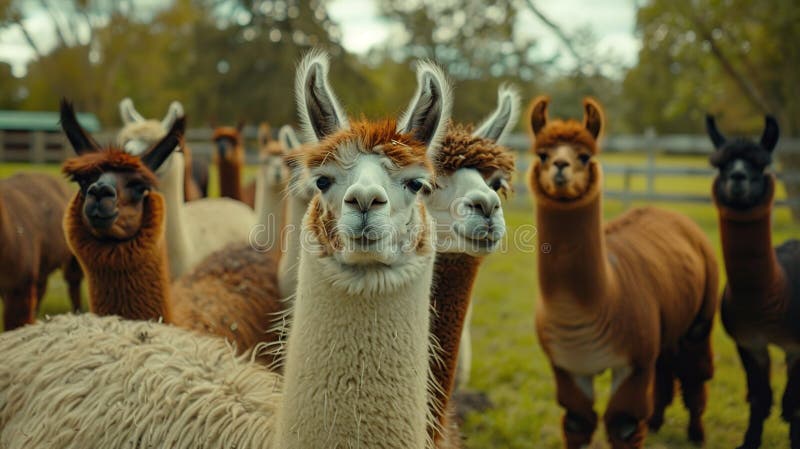 A Group of Llamas and Alpacas. Generative Ai Stock Illustration ...