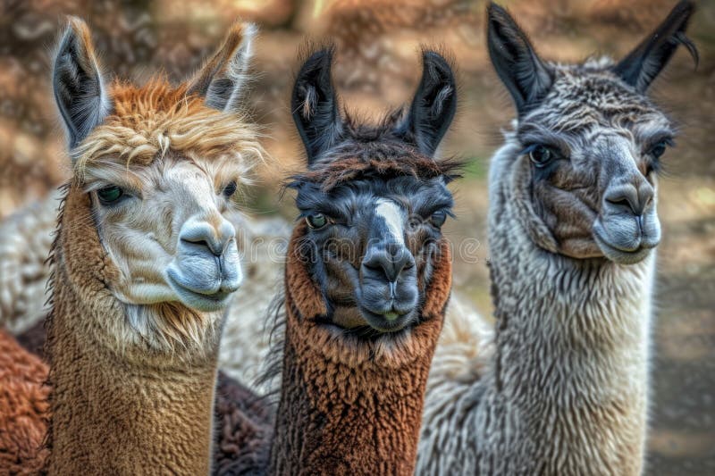 A Group of Llamas Standing Side by Side, with Their Unique Features and ...