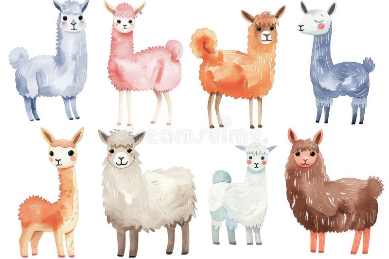 A Group of Llamas Standing Together. Suitable for Various Projects ...