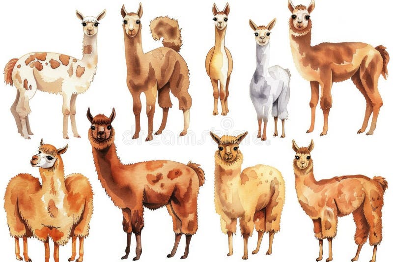 A Group of Llamas Standing Together. Suitable for Various Projects ...