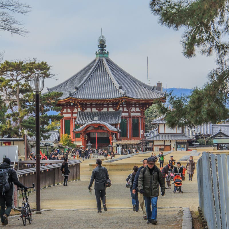 Group of Locals Walking in the Park of Nara. People of Japan Editorial ...