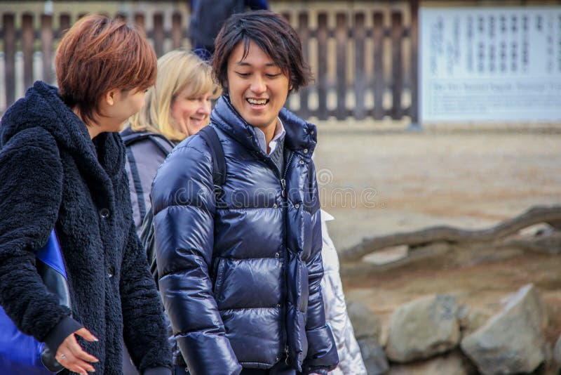 Group of Locals Walking in the Park of Nara. People of Japan Editorial ...