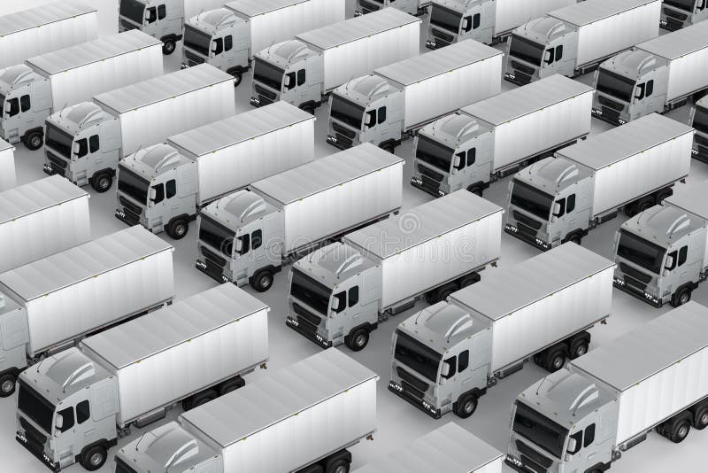 Logistic Trailer Truck or Lorry with Empty Container Open on White ...