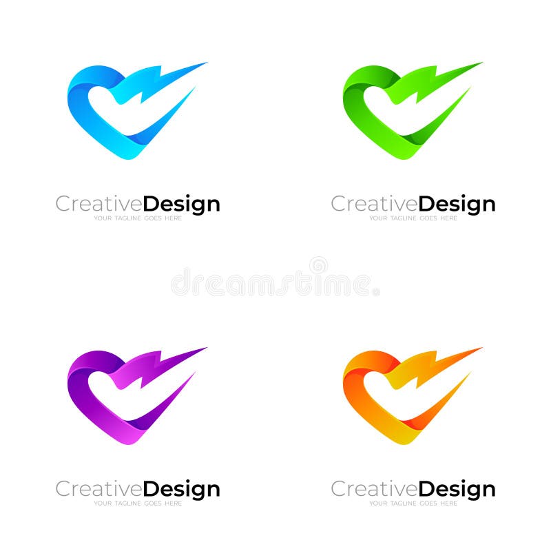 Group Logo Love and Thunder Design Template , Colorful Stock Vector ...