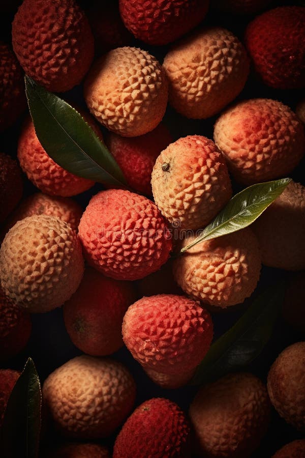Group of Lychees Seamless Background, Close of View Stock Illustration ...
