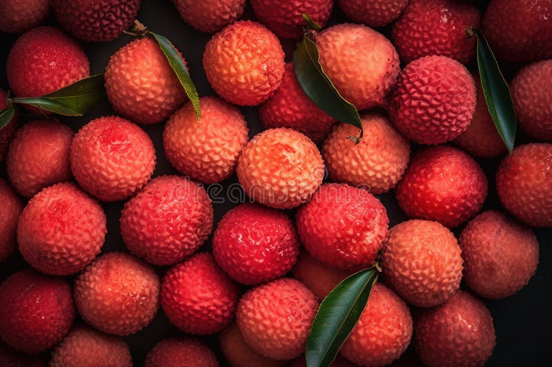 Group of Lychees Seamless Background, Close of View Stock Illustration ...