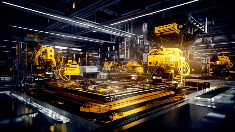 Group of Machines that are Inside of Building with Lights on Them ...