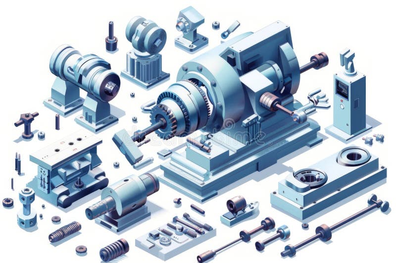 Group of Machines on a Table, Suitable for Industrial Concepts Stock ...