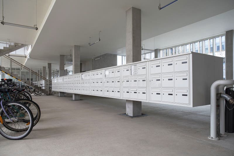 Group of Metallic Letterboxes Stock Photo - Image of office, house ...