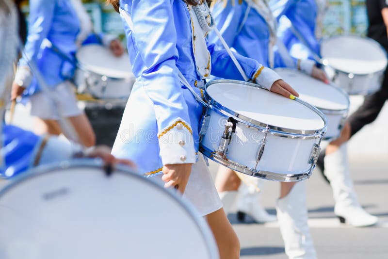 Group of Majorettes Parade through the Streets of the City Stock Photo ...