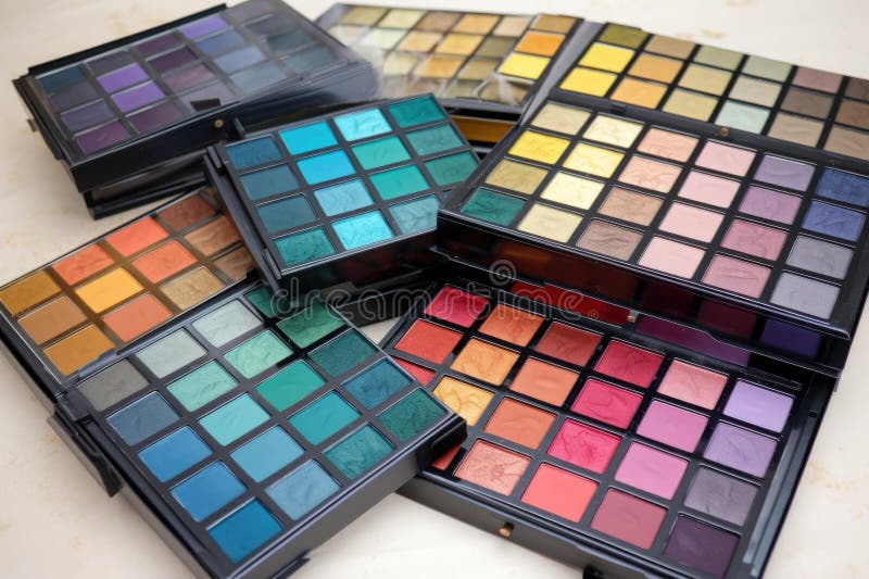 Group of Makeup Palettes, Each One in a Different Color Scheme Stock ...
