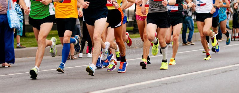 Group Male Runner Middle-distance Running at Track Stadium Stock Image ...