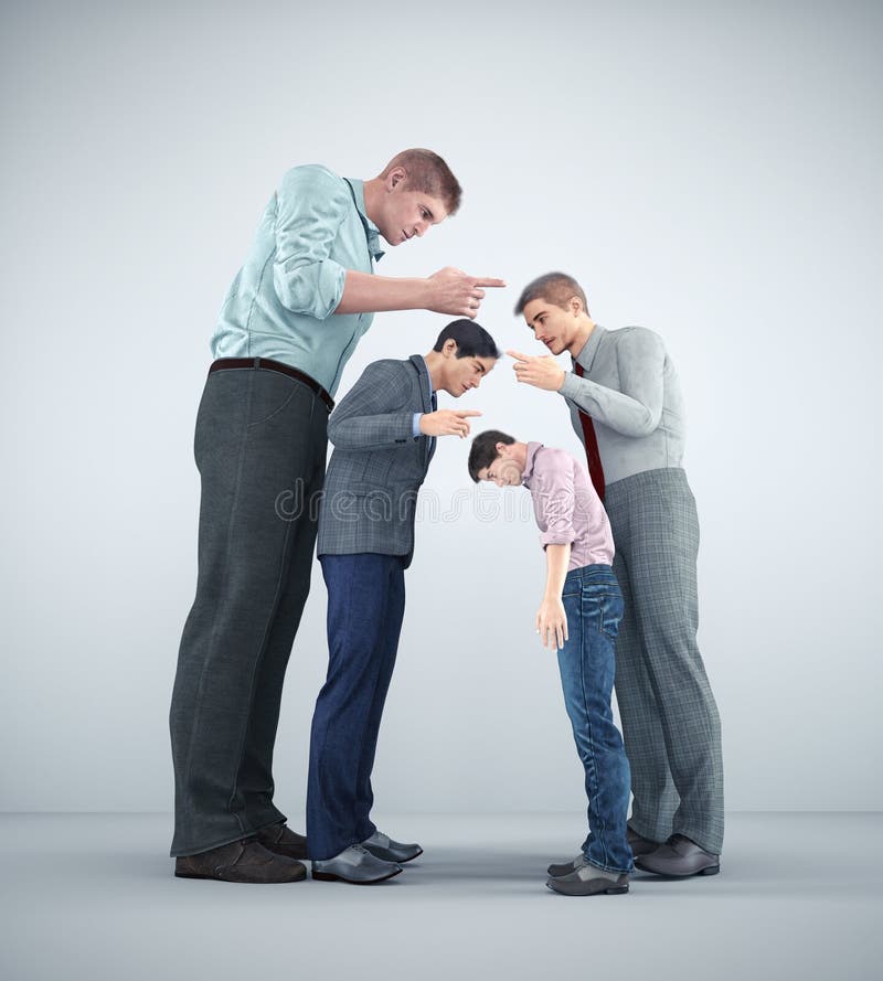 Group of Man Pointing Fingers at Eachother. Social Hierarchy and ...