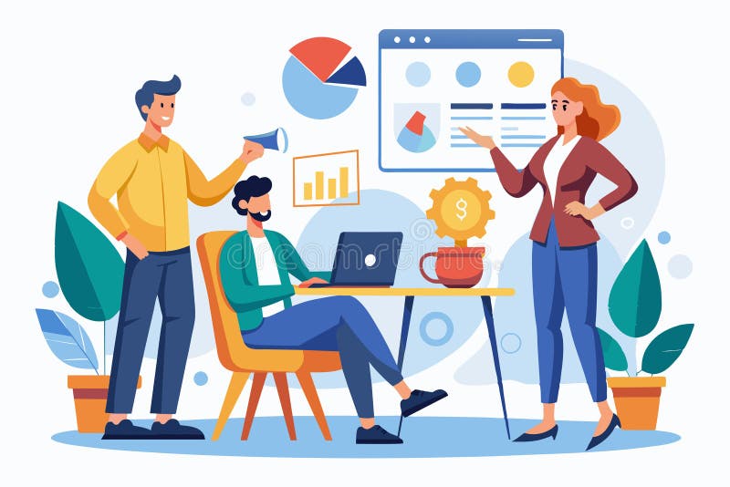 A Group of Managers Collaborates Actively, Discussing Strategies and ...