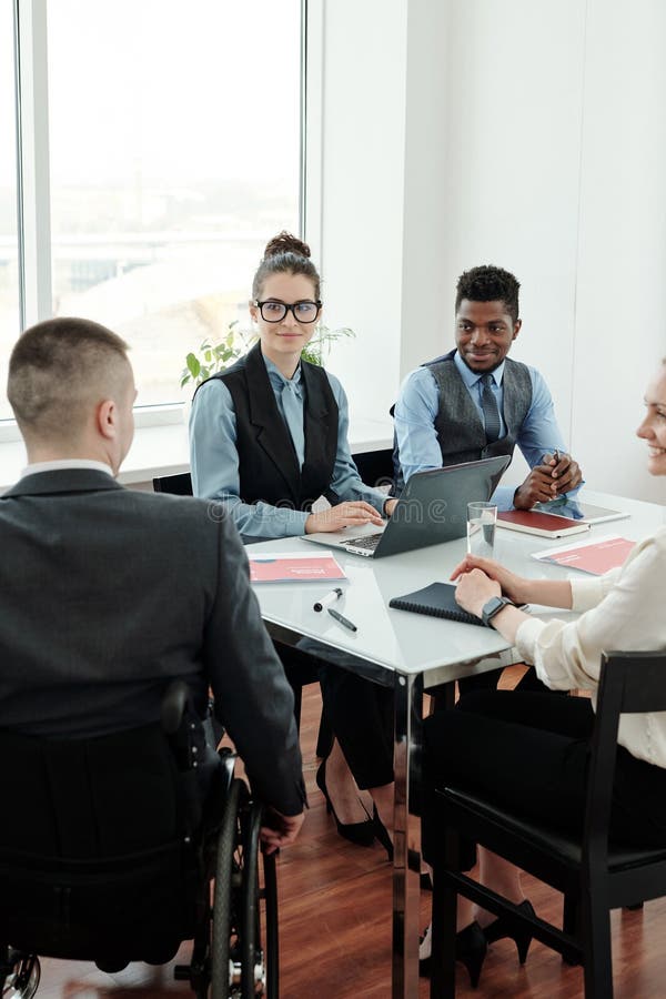 Group of Managers Looking at Business Coach Stock Photo - Image of ...