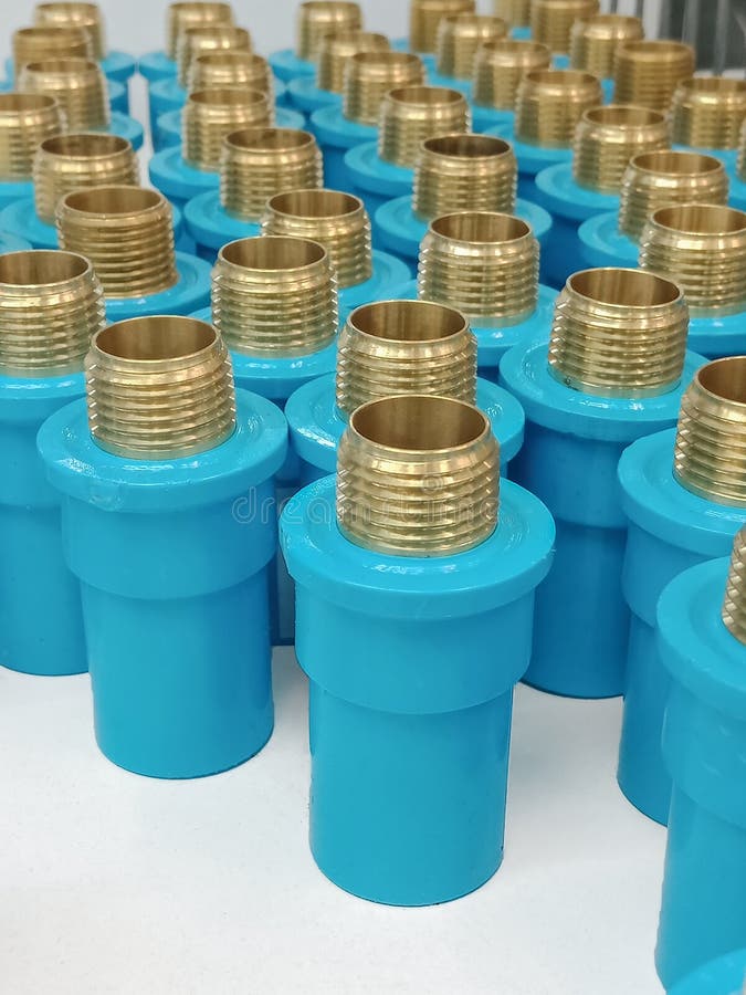 Group of Blue PVC, Straight Joint, External Thread Stock Image - Image ...