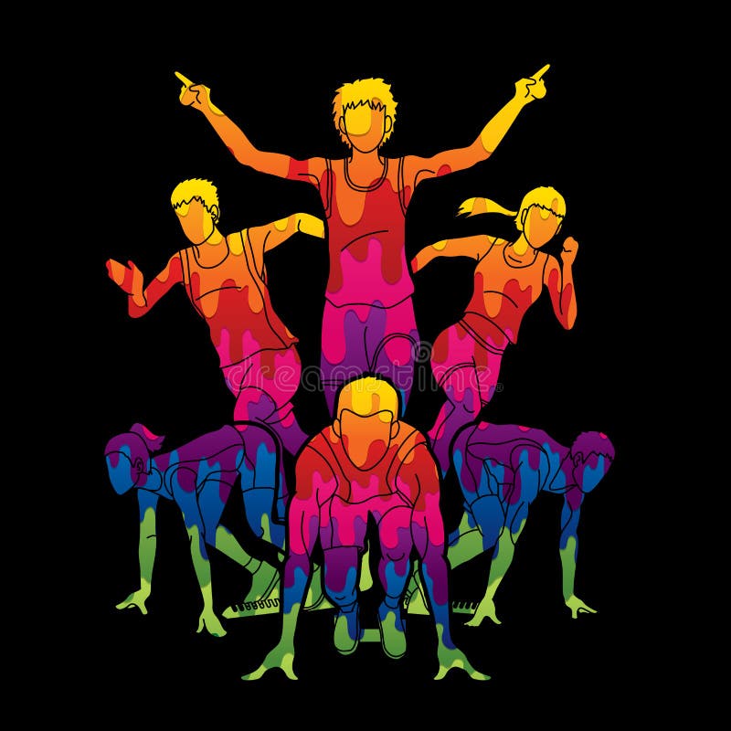 Group of Marathon Runner, People Running Front View Graphic Vector ...