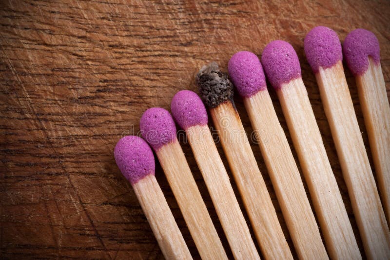 Group of Matchsticks and a Used One. Stock Photo - Image of used ...
