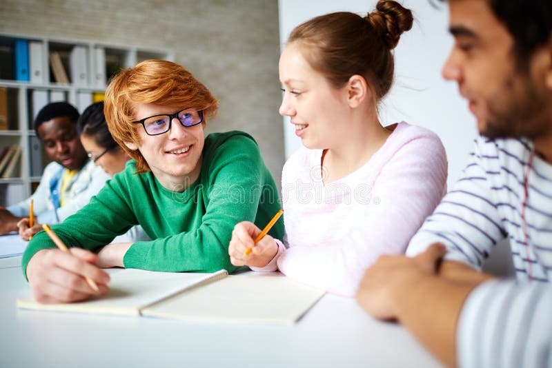 Course Mates Studying in Coffeehouse Stock Image - Image of laptop ...