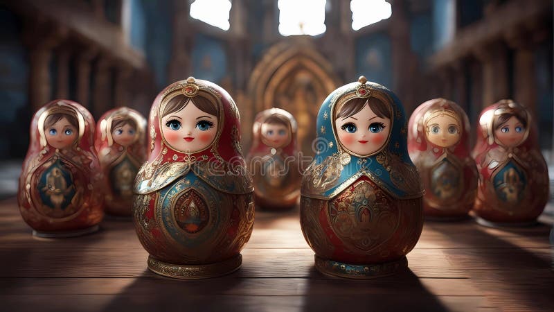 Group of matryoshka dolls stock illustration. Illustration of ...