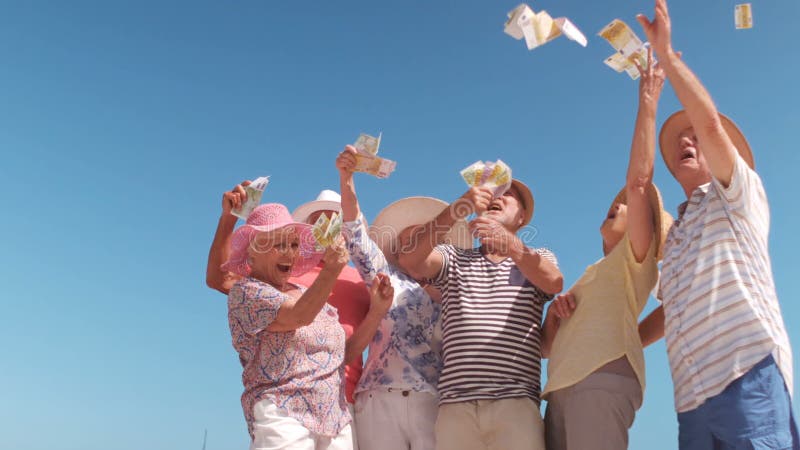 Group of Mature People Throwing Notes Stock Footage - Video of ...