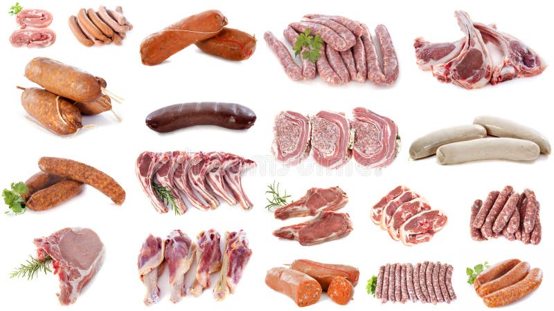 Group of meat stock photo. Image of sausage, pork, white - 192658436