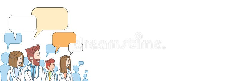 Group Medial Doctors Team Work with Copy Space Chat Box Stock Vector ...