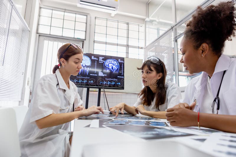 Group of Medical Student Study in Class Room. Medical Students Studying ...