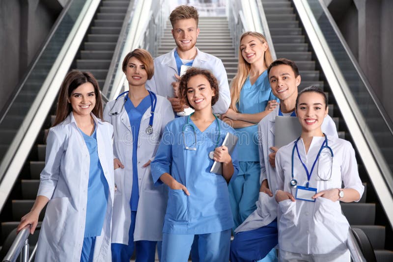 Group of Medical Students in College Stock Image - Image of hallway ...