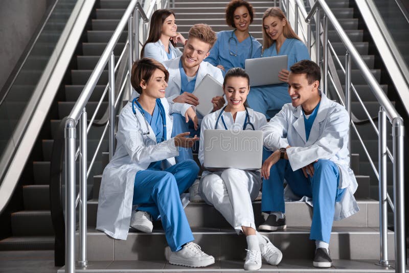 Group of Medical Students in College Stock Image - Image of learn ...
