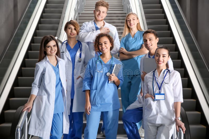 Group of Smart Medical Students with Gadgets Stock Photo - Image of ...