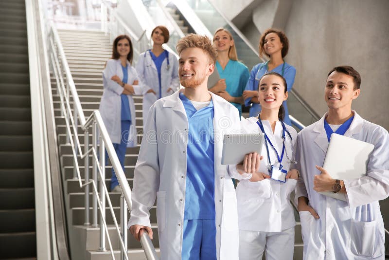Group of Medical Students in College Stock Image - Image of laptop ...