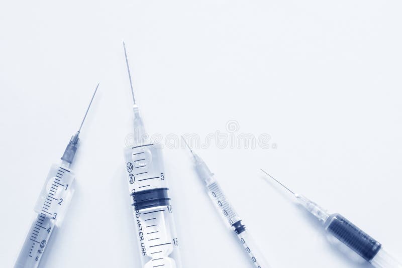 Group of Medical Syringes in Blue Stock Image - Image of equipment ...
