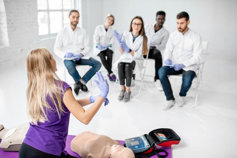 Group of Medics during the First Aid Training Indoors Stock Image ...