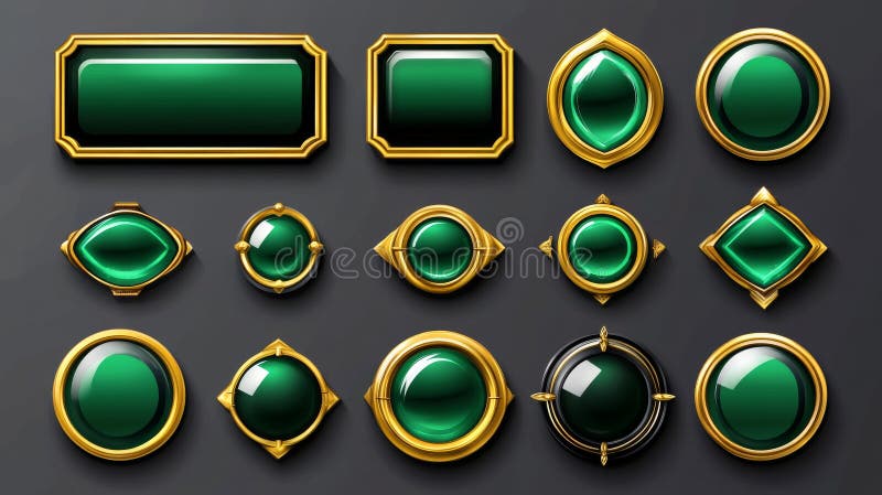 A Group of Medieval Buttons, Rectangular Banners, and Gold-adorned Rims ...