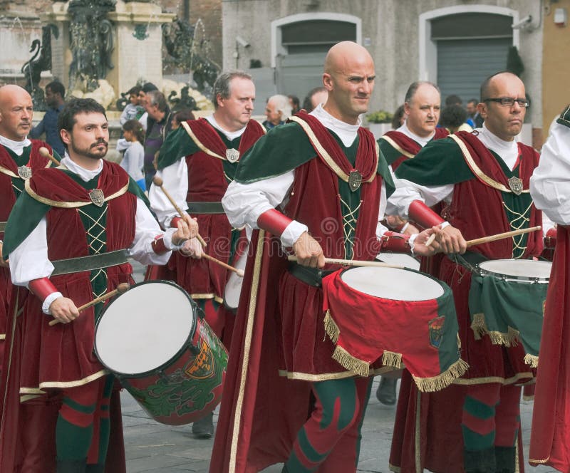 Medieval Drummers in a Reenactment in Italy Editorial Stock Photo ...