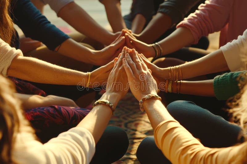 Group Meditation Circle Focusing on Connection through Unity and ...