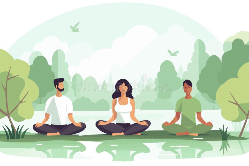 Group Meditation Session in a Serene Park Setting Isolated Vector Style ... Group Meditation Session in a Serene Park Setting Isolated Vector Style ...