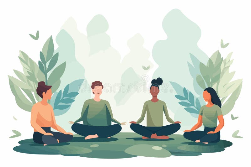 Group Meditation Session in a Serene Park Setting Isolated Vector Style ... Group Meditation Session in a Serene Park Setting Isolated Vector Style ...