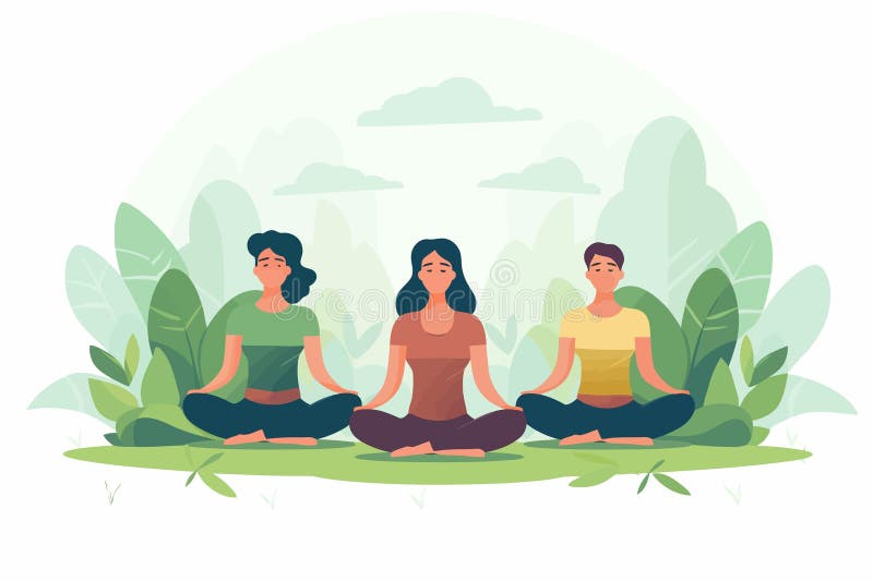 Group Meditation Session in a Serene Park Setting Isolated Vector Style ... Group Meditation Session in a Serene Park Setting Isolated Vector Style ...