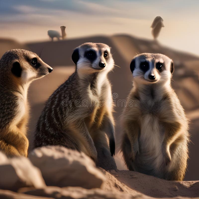 A Group of Meerkats Collaborating on a Video Editing Project with Mini ...