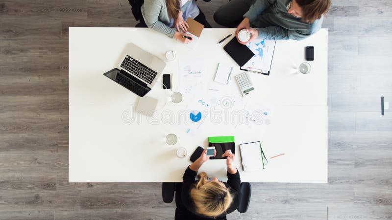 Group, Meeting and Time Lapse Above of Office, Team and People Working ...