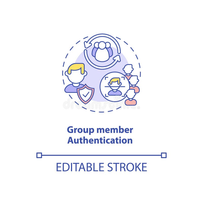 Group Member Authentication Concept Icon Stock Vector - Illustration of ...