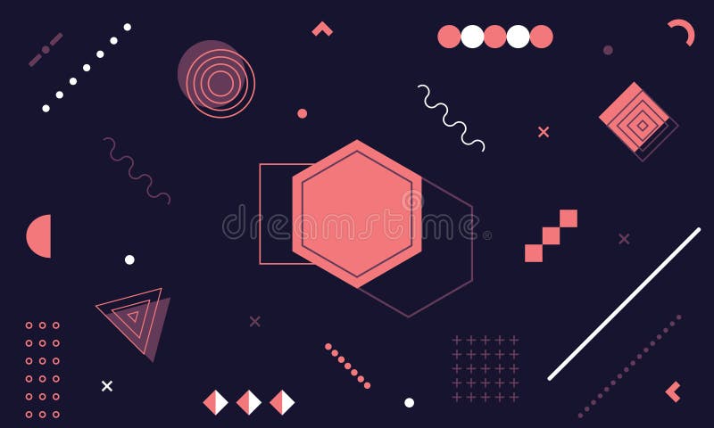 Group of Memphis Design Elements Isolated on a Dark Blue Background ...