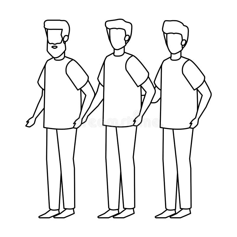 Group of men characters stock vector. Illustration of society - 143630254