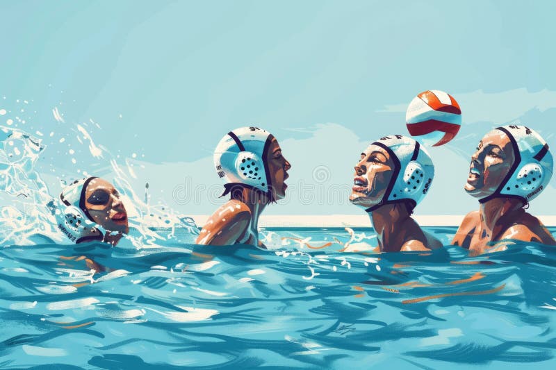 A Group of Men Competing in a Game of Water Polo Stock Image - Image of ...